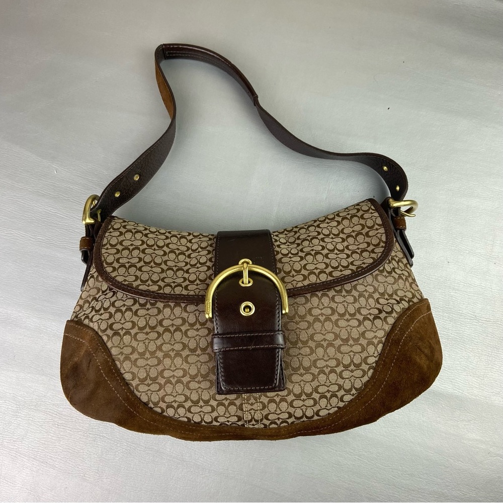 Coach Signature Y2k Micro Logo Brown Suede Shoulder B… - Gem
